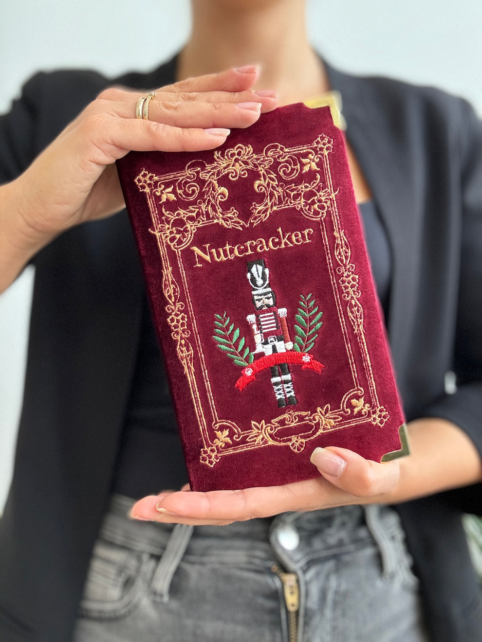 Embroidered Clutch - The Nutcracker - burgundy red purse – VR handmade